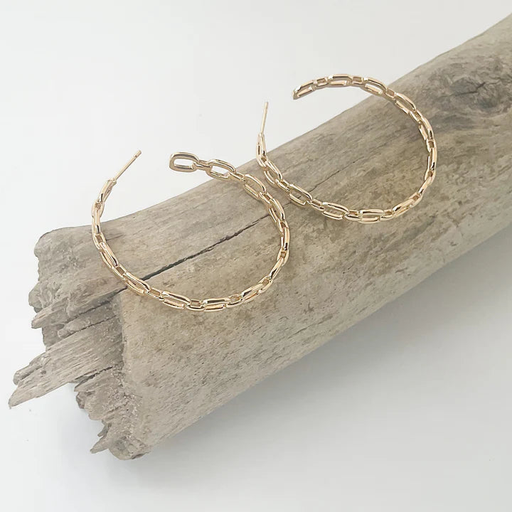VIRTUE Large Flat Chain Link Hoops – Bishop Boutique